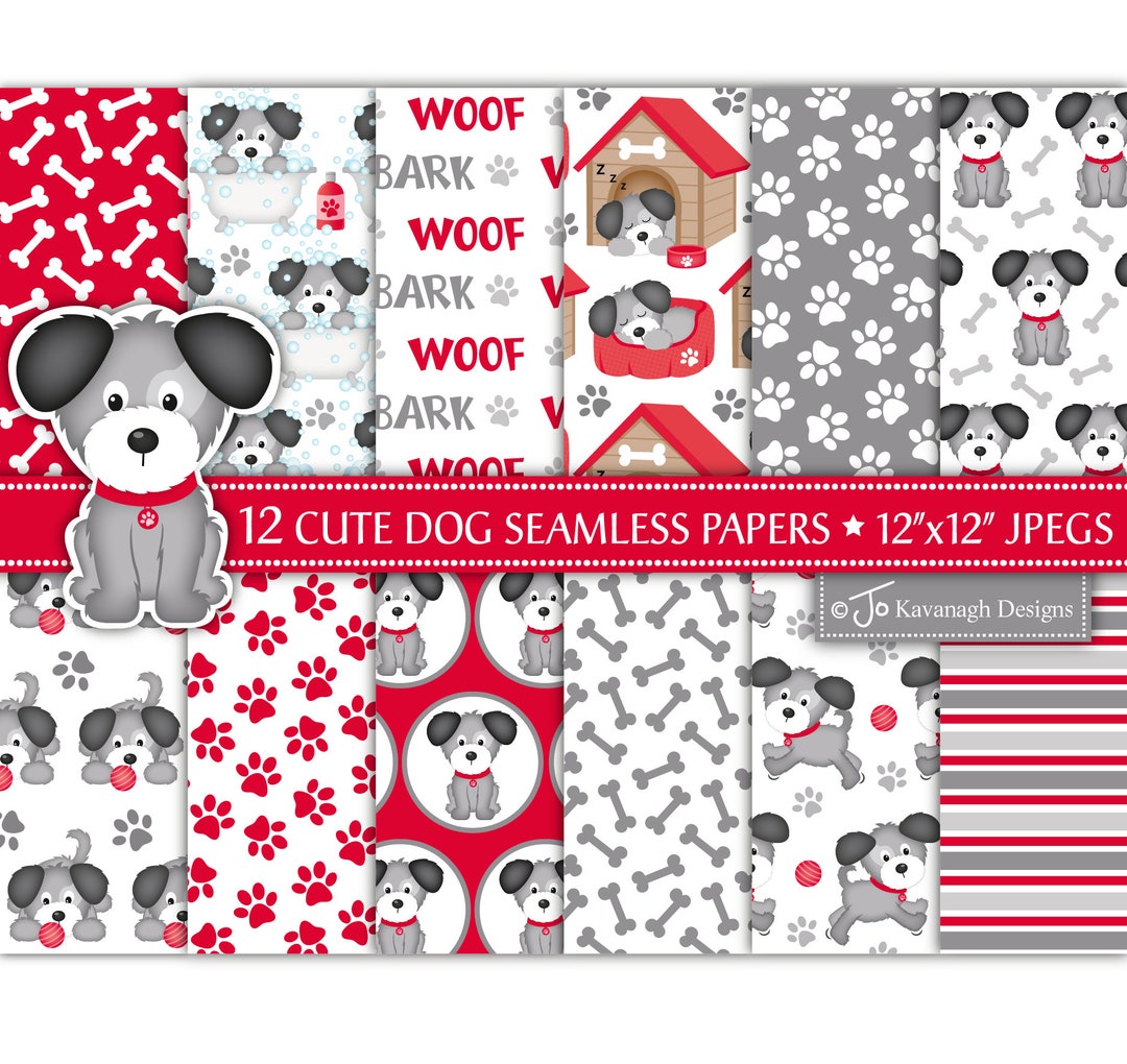 Cute Dog Digital Papers, Cute Dogs, Puppy Dog, Cute Animals Paper Pack ...