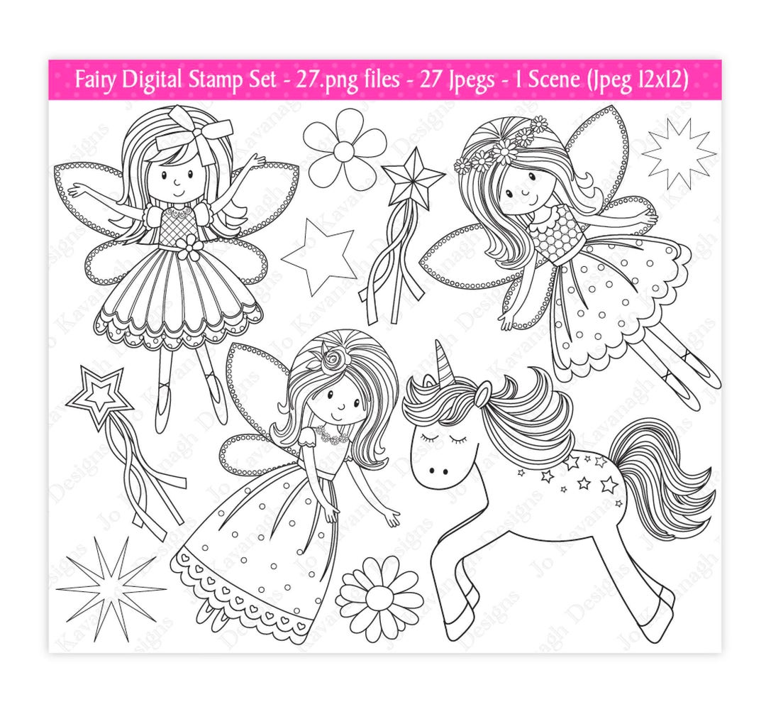 Fairy Digital Stamps,fairy Stamps,unicorn Digital Stamps,digital Stamps ...