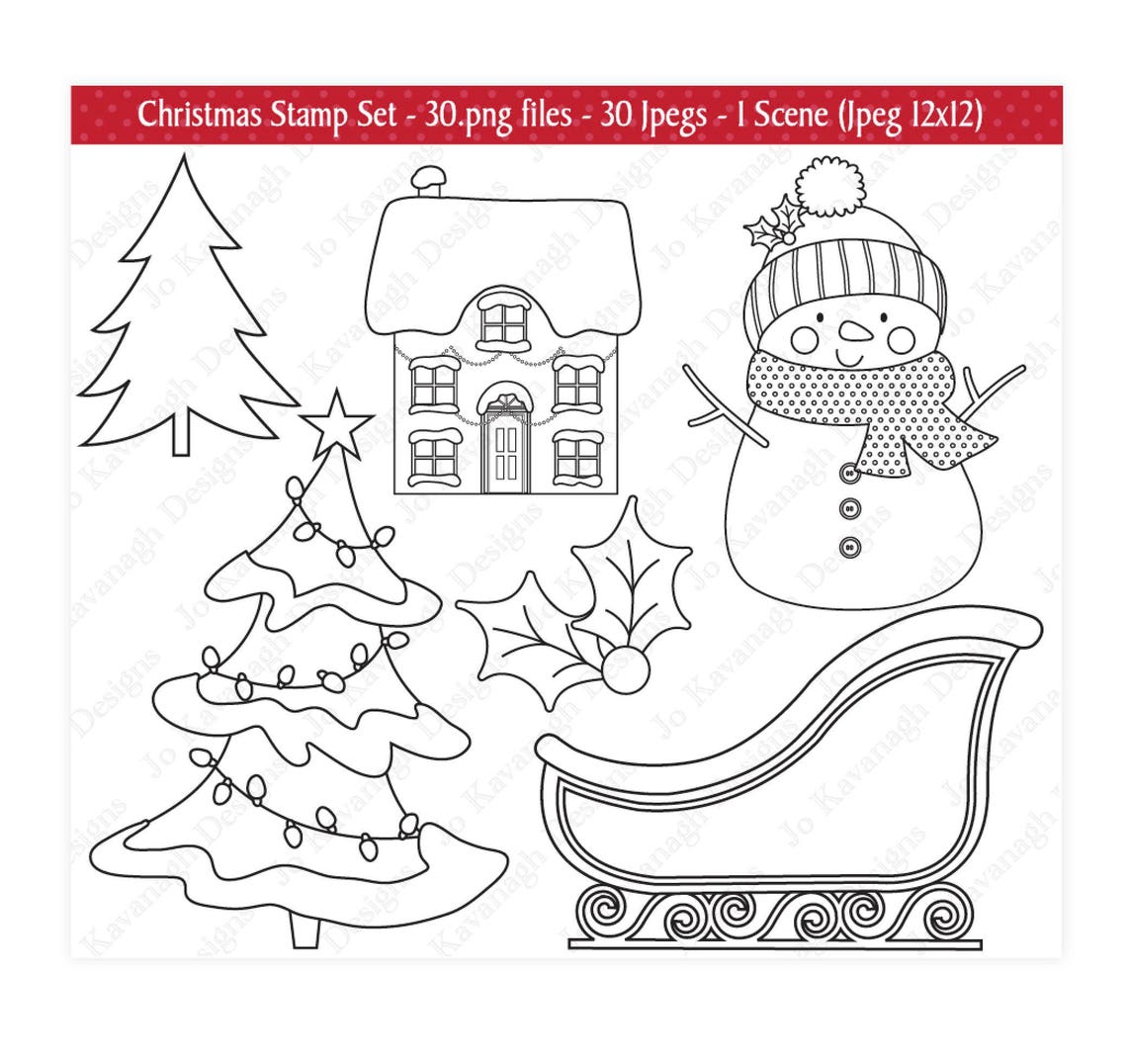 Christmas Digital Stampsdigital Stampssanta Digital - Etsy UK