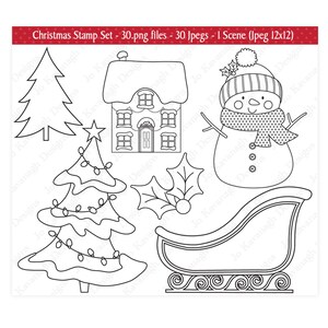 Christmas Digital Stamps,digital Stamps,santa Digital Stamps,rudolph ...