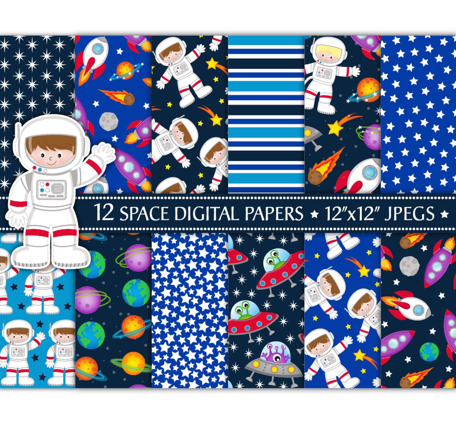Space Digital Papersspace Paper Packastronaut Digital - Etsy