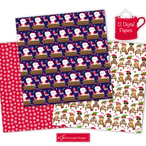 Christmas Digital Paper, Christmas Patterns, Christmas Scrapbook Paper ...