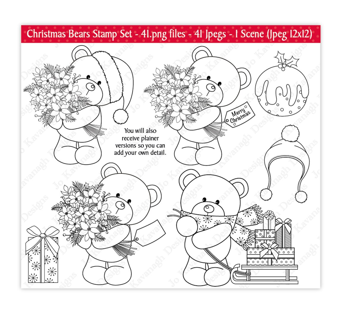 Christmas Digital Stampsdigital Stampschristmas Bear Digital - Etsy New ...