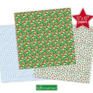 Christmas Digital Papers,christmas Scrapbook Papers,reindeer Papers ...
