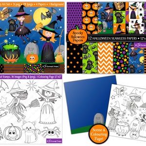 Halloween Clipart Bundle, Halloween Digital Stamps, Halloween Digital ...