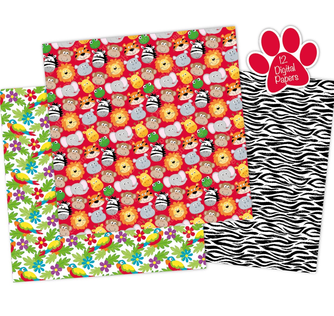 Jungle Animals Digital Paperjungle Papersjungle Digital - Etsy