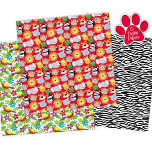 Jungle Animals Digital Paper,jungle Papers,jungle Digital Paper Pack ...