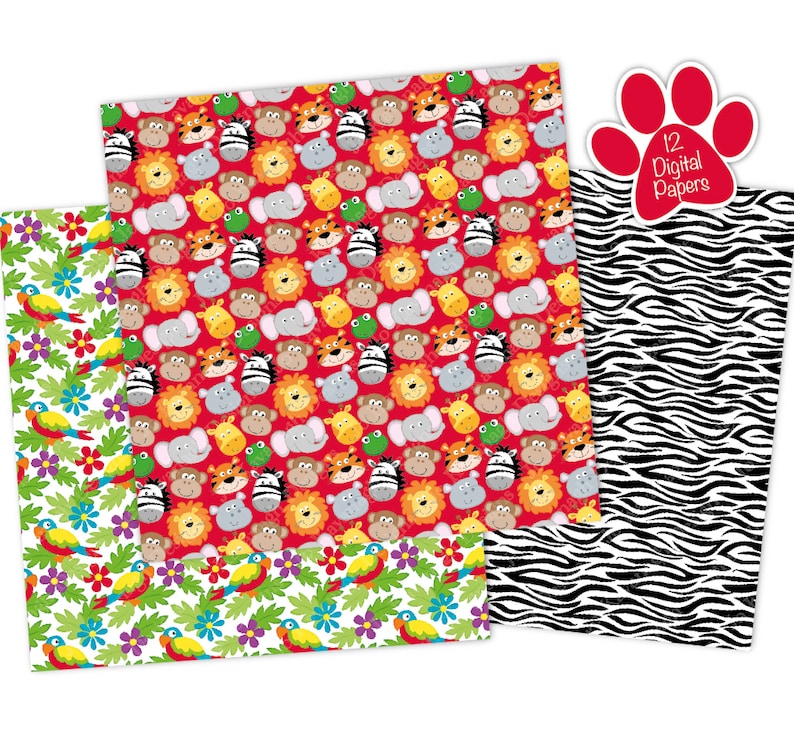 Jungle Animals Digital Paperjungle Papersjungle Digital - Etsy UK