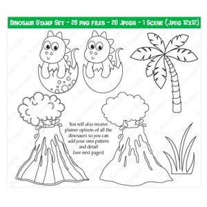 Dinosaur Digital Stamps,dinosaurs Digital Stamps,dinosaur Clipart,t-rex ...