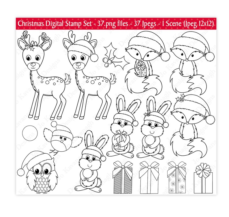 Christmas Digital Stamps Christmas Woodland Stamps Christmas - Etsy
