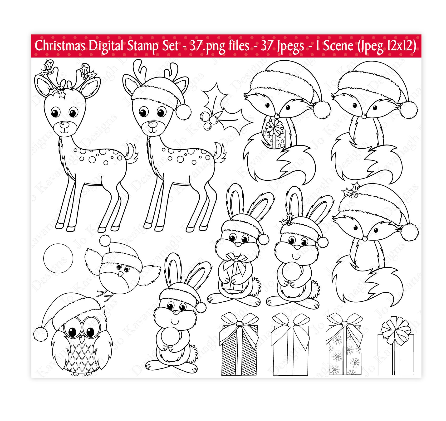 Christmas Digital Stamps Christmas Woodland Stamps Christmas - Etsy