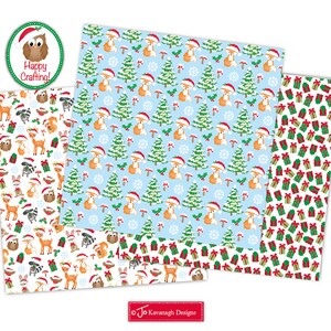 Christmas Digital Papers,christmas Scrapbook Papers,reindeer Papers ...