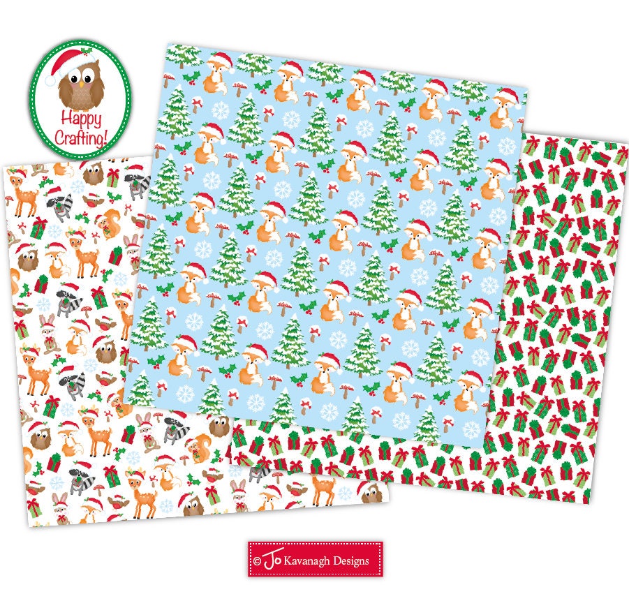Christmas Digital Papers,christmas Scrapbook Papers,reindeer Papers ...