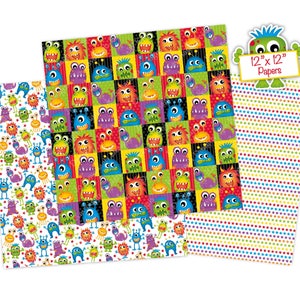 Monster Digital Paper,alien Digital Paper,cute Monster Patterns,fun ...