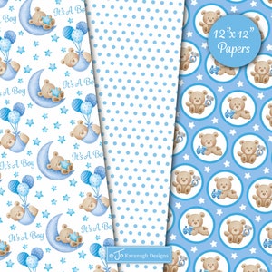Baby Digital Paper, Baby Boy Digital Paper, Baby Scrapbook Papers, New ...