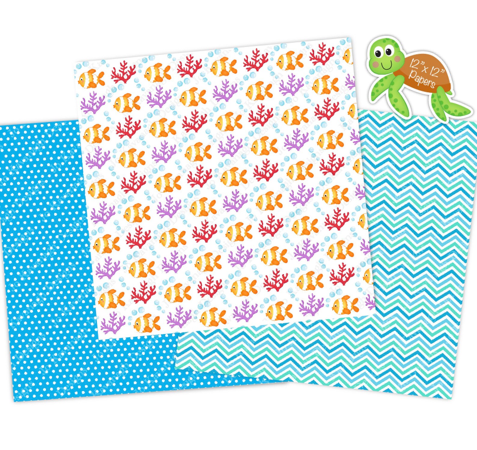 Sea Animals Digital Paper Set,under the Sea Digital Paper Set,ocean ...