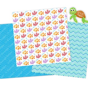 Sea Animals Digital Paper Set,under the Sea Digital Paper Set,ocean ...