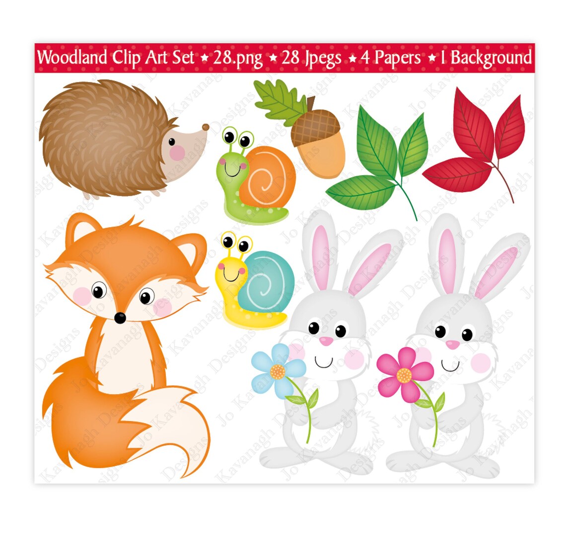 Woodland Animals Clipartwoodland Digital Paperswoodland - Etsy