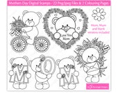 Mothers Day Digital Stamps Cute Bear Digital Stamps Mom - Etsy