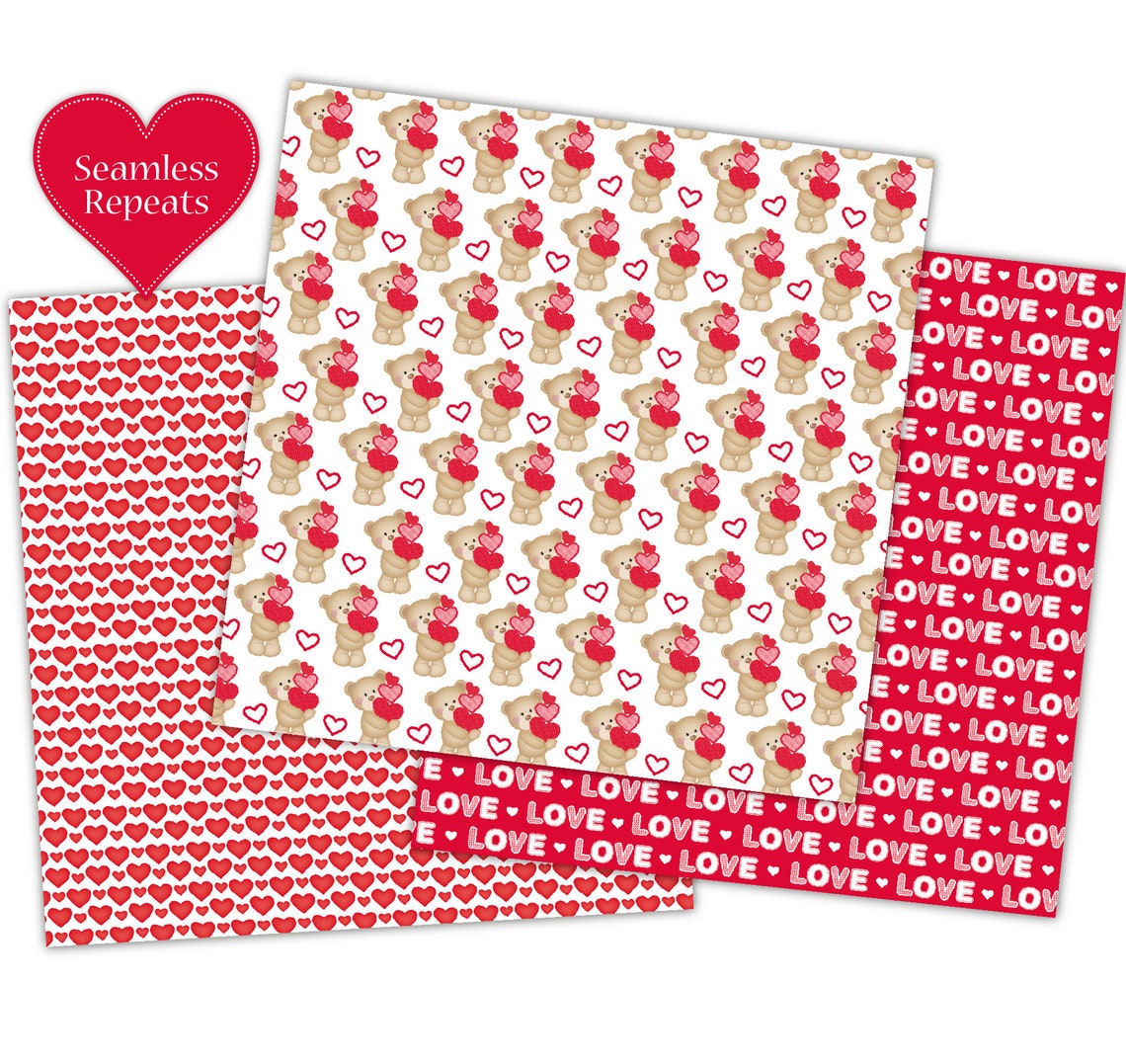 Valentine Digital Papers,valentine Scrapbook Papers,cute Valentine ...