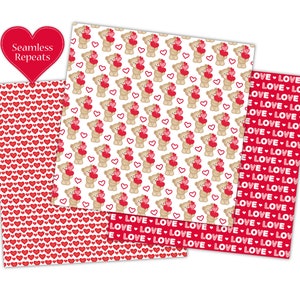Valentine Digital Papers,valentine Scrapbook Papers,cute Valentine ...
