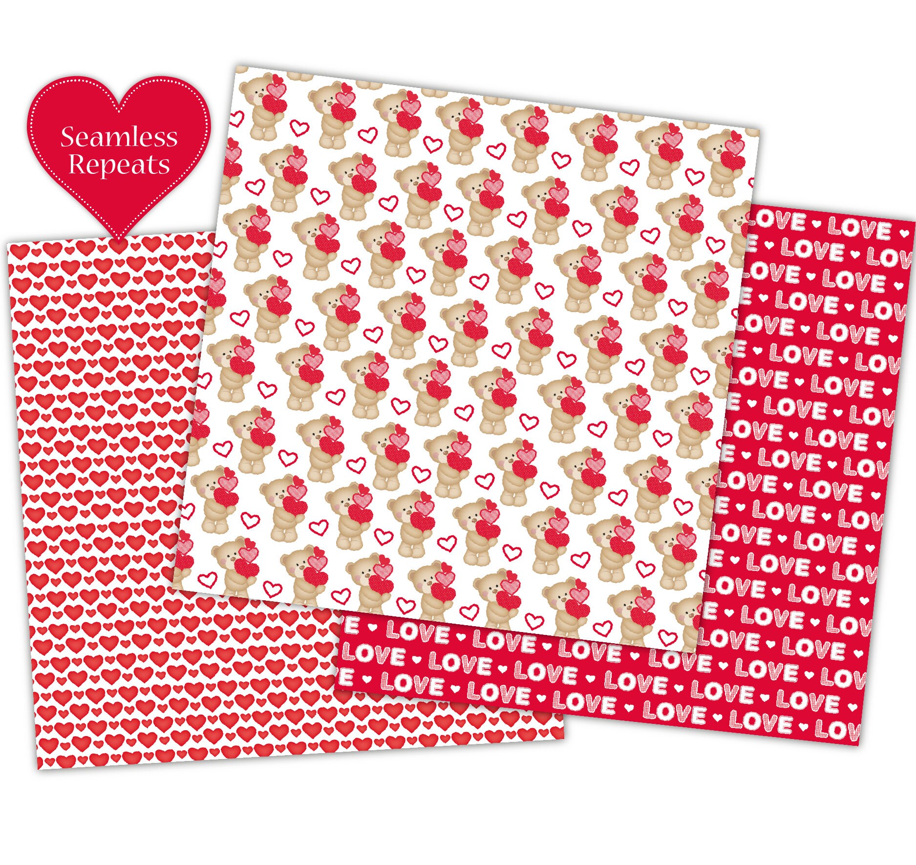 Valentine Digital Papersvalentine Scrapbook Paperscute - Etsy UK