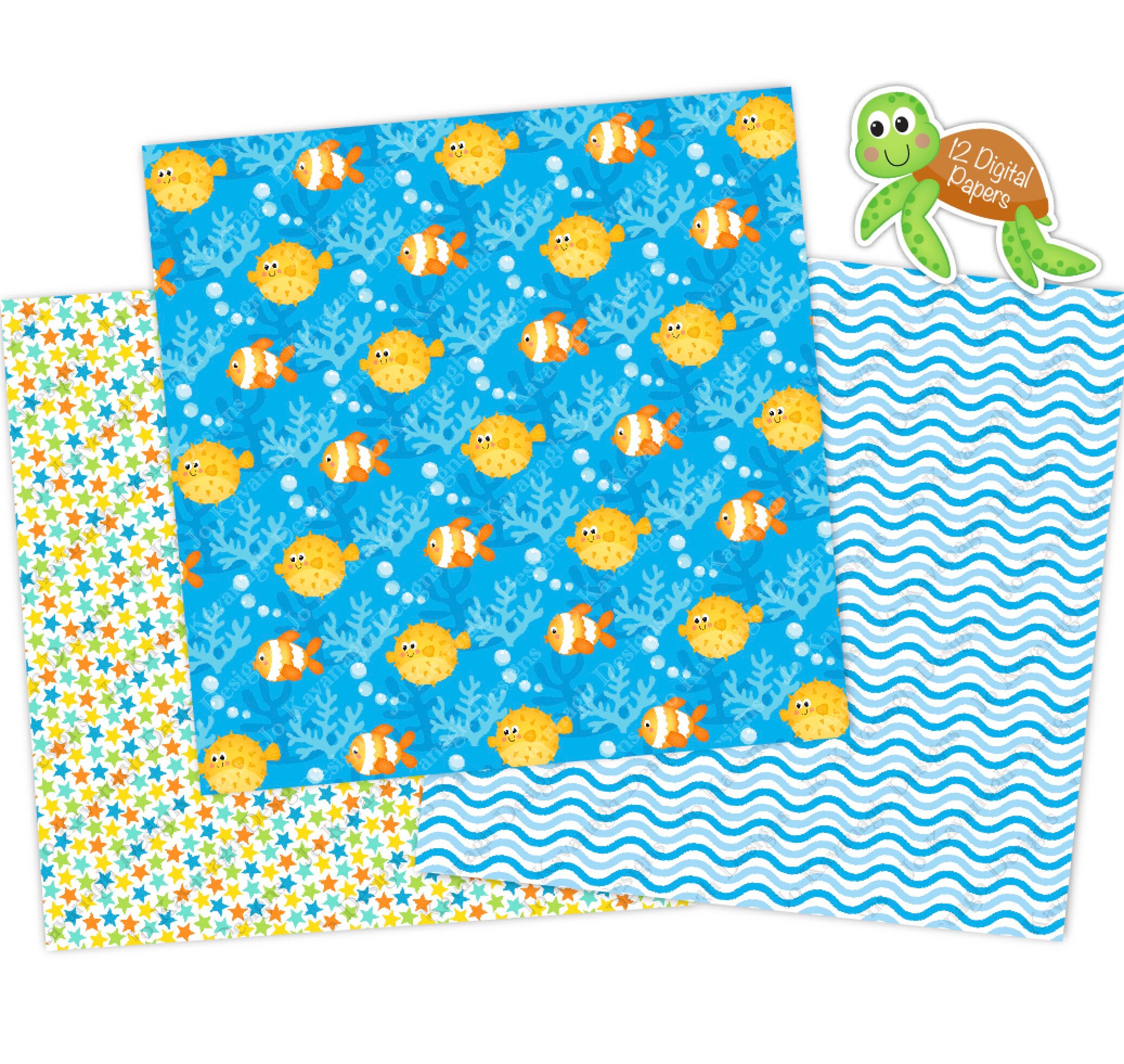 Sea Animals Digital Paper Setunder the Sea Digital Paper - Etsy