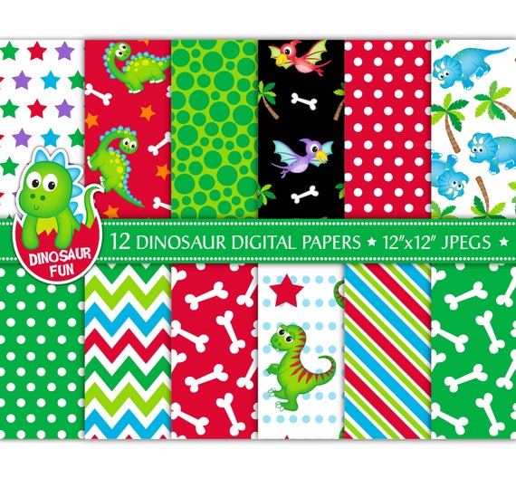 Dinosaur Digital Paperscute Dinosaur Papersdinosaur | Etsy