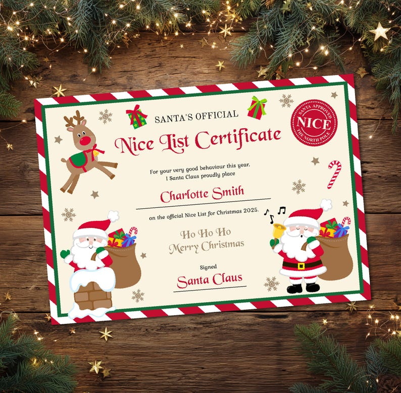 Editable From Santa Letter, Printable Nice List Certificate - Etsy