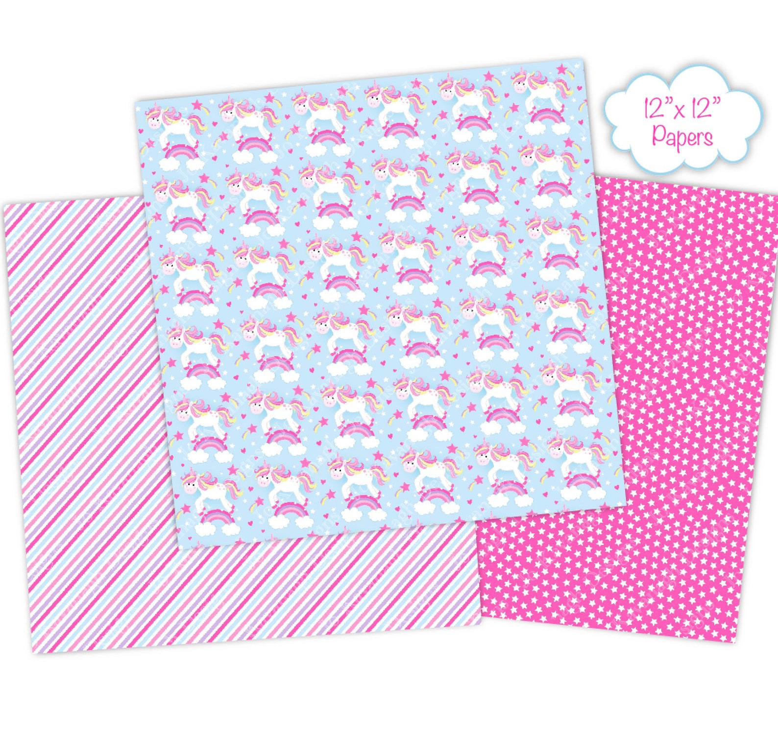 Unicorn Digital Papers,cute Unicorn Digital Papers,horse Digital Papers ...