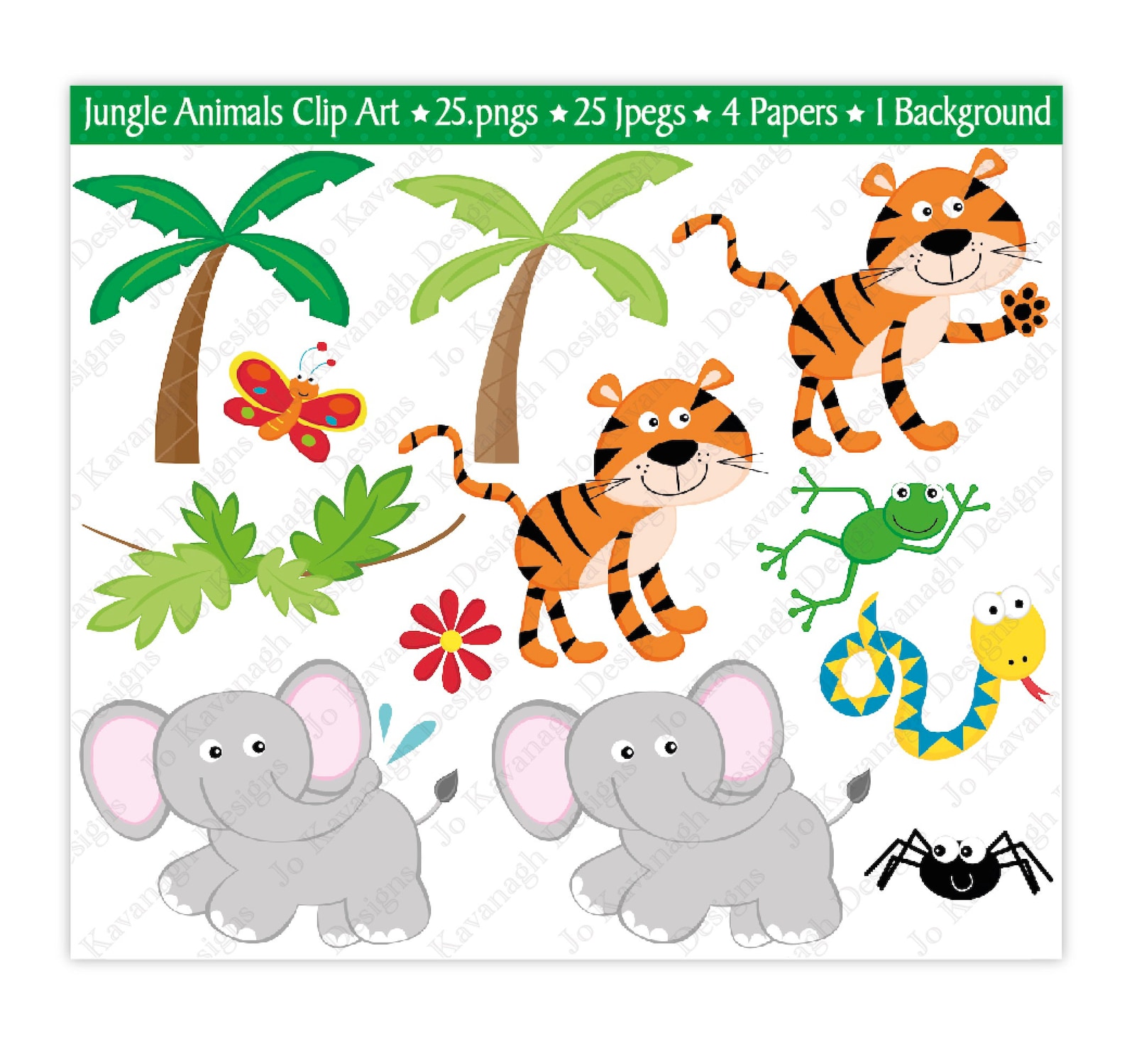 Jungle Clip Art, Jungle Digital Papers,jungle Clipart,jungle Animals ...