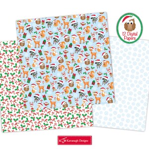 Christmas Digital Papers,christmas Scrapbook Papers,reindeer Papers ...