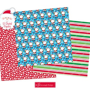 Christmas Digital Papers,christmas Scrapbook Papers,santa Paper ...