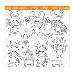 Easter Digital Stamps,easter Bunny Stamps,easter Clipart,easter Bunny ...