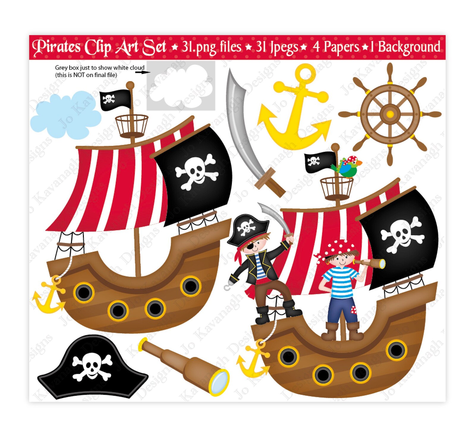Pirate Clip Art & Digital Papers,pirate Clipart,pirates Clipart,pirate ...