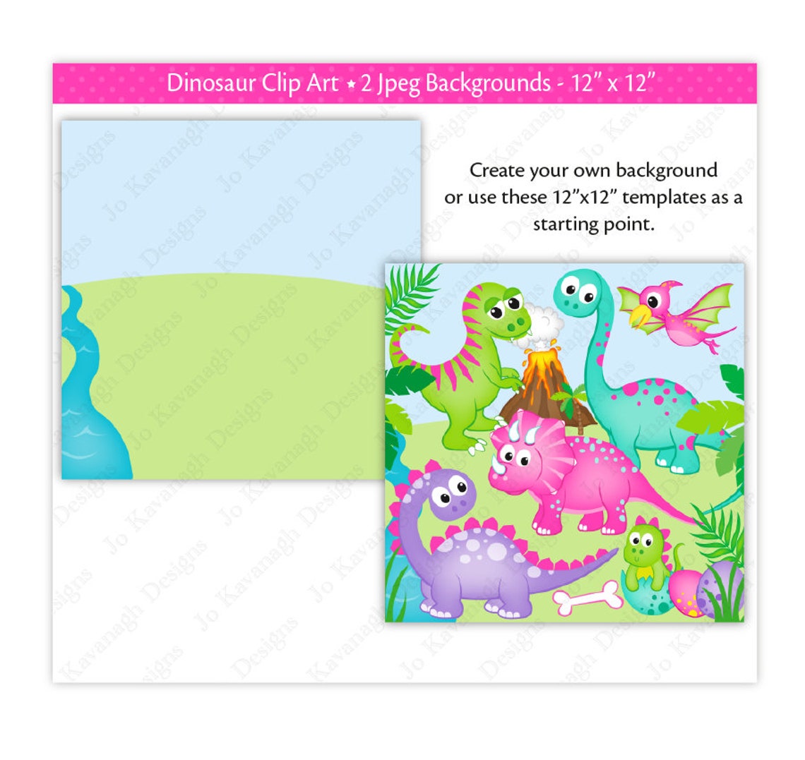 Dinosaur Clipart & Digital Paper Girl Dinosaurs Clipart Pink | Etsy