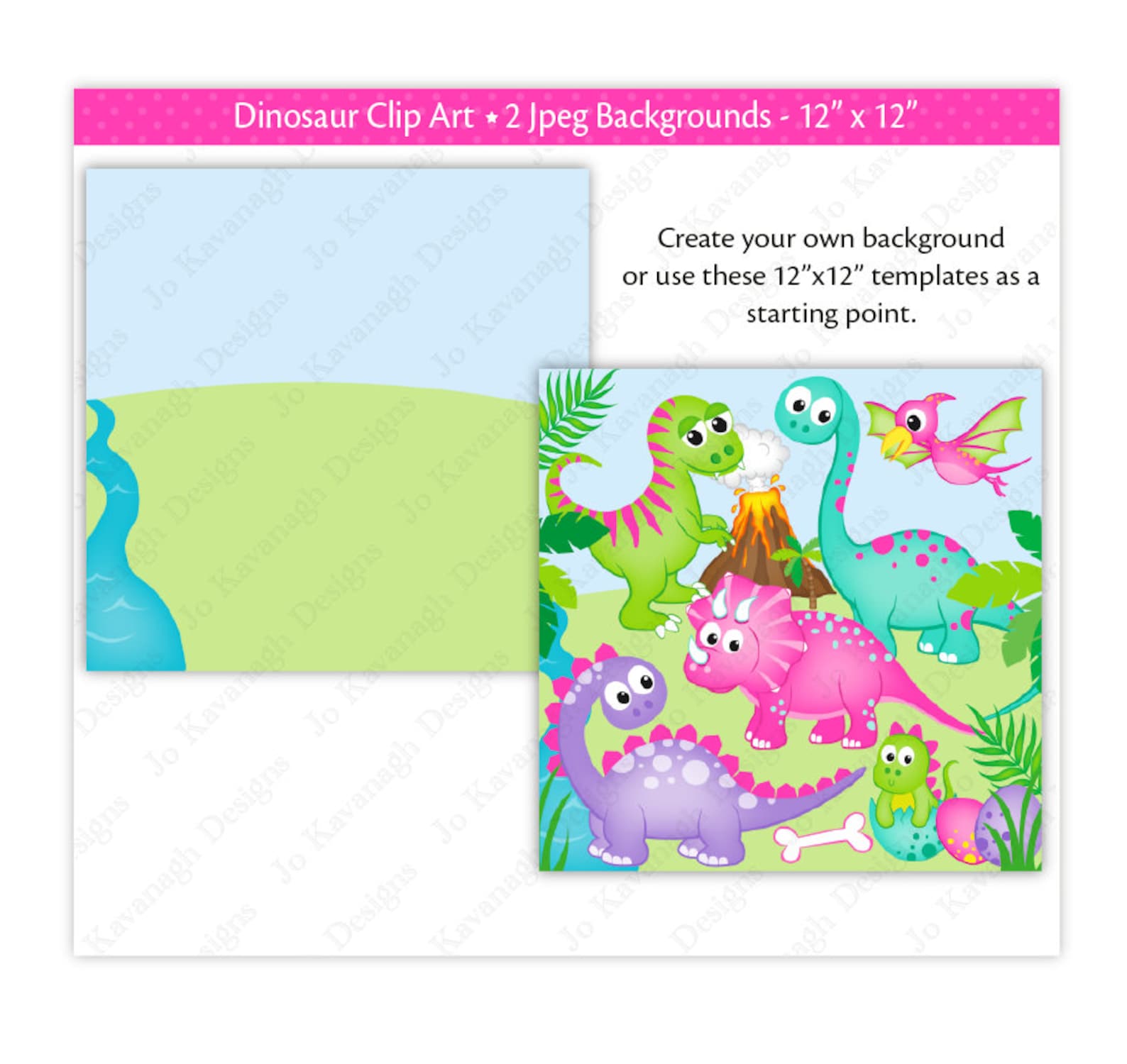 Dinosaur Clipart & Digital Paper Girl Dinosaurs Clipart Pink - Etsy