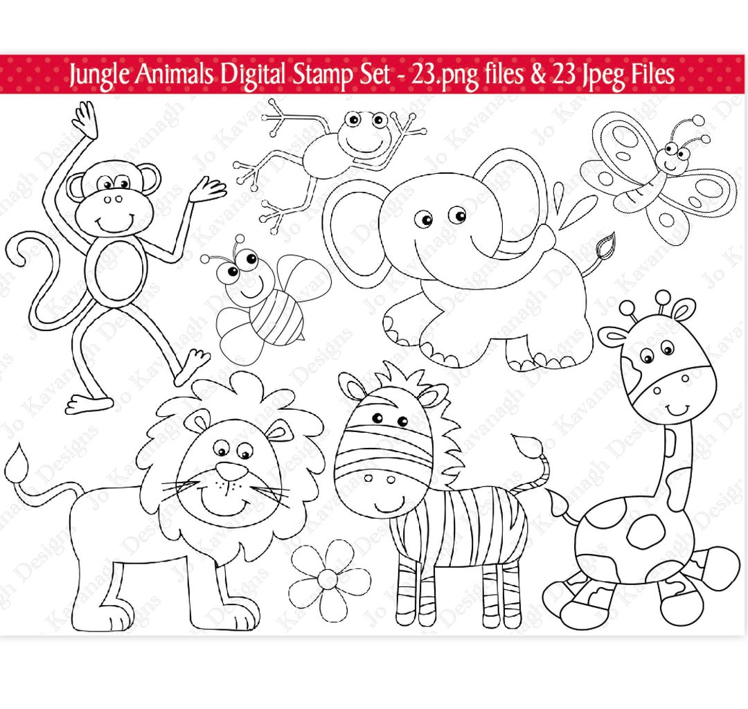 Jungle Digital Stamps,jungle Stamps,jungle Animal Stamps,jungle Clipart ...