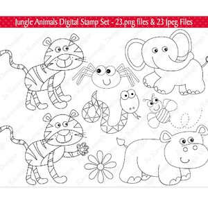 Jungle Digital Stamps,jungle Stamps,jungle Animal Stamps,jungle Clipart ...
