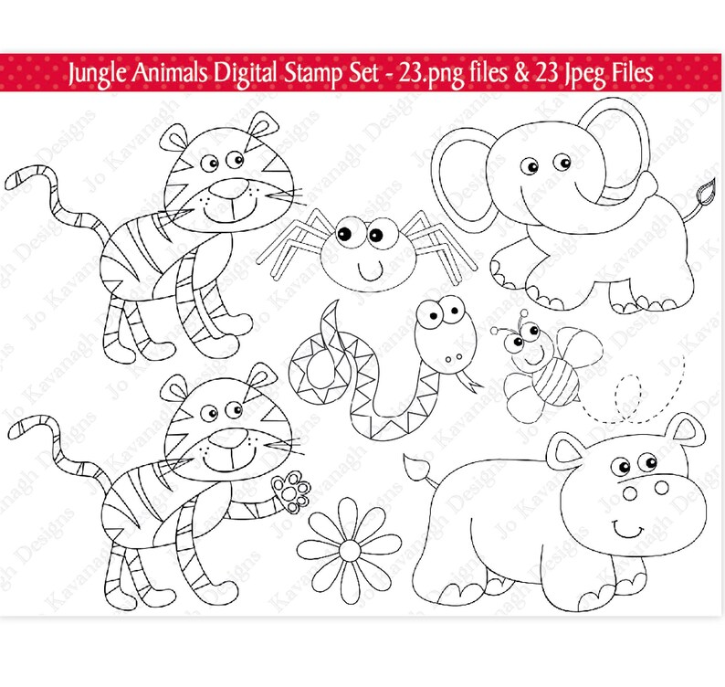 Jungle Digital Stamps,jungle Stamps,jungle Animal Stamps,jungle Clipart ...