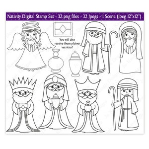 Nativity Digital Stamps,christmas Nativity Stamps,3 Kings,mary and ...