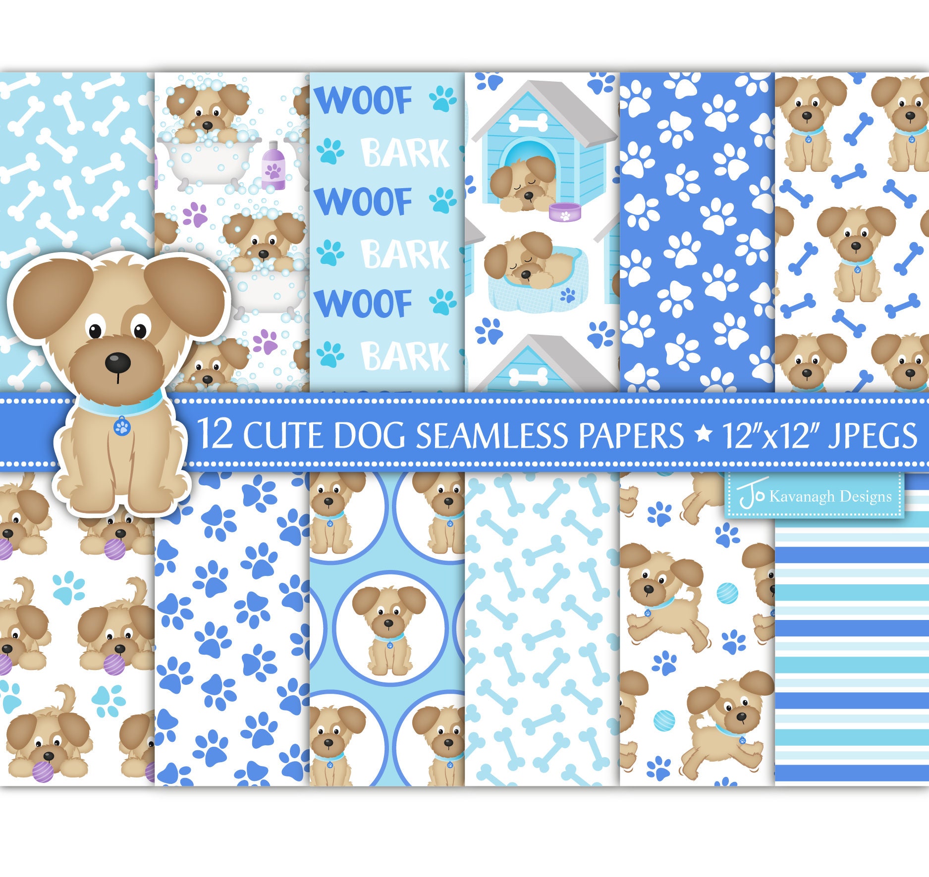 Puppy Dog Papers Dog Digital Papers Cute Dog Papers Dog - Etsy UK