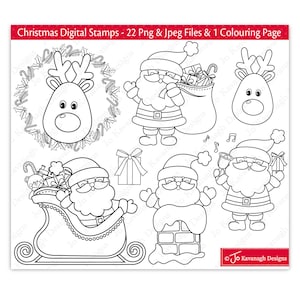 Christmas Digital Stamps, Santa Digital Stamp, Christmas Clipart, Santa ...