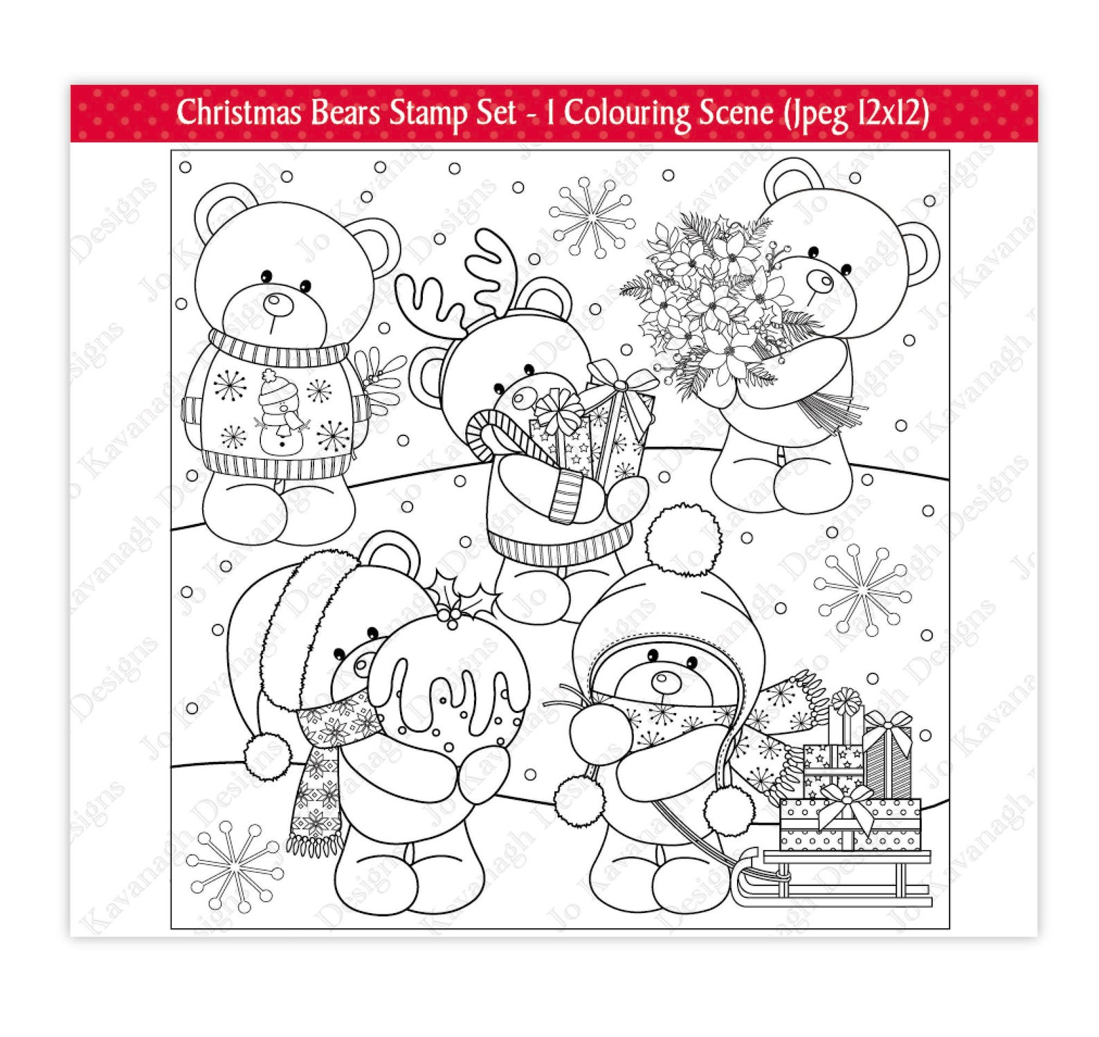 Christmas Digital Stampsdigital Stampschristmas Bear Digital - Etsy