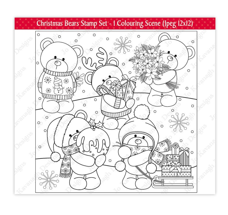 Christmas Digital Stampsdigital Stampschristmas Bear Digital - Etsy New ...
