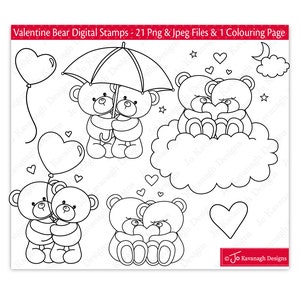 Valentine Digital Stamps, Digital Stamps, Valentine Stamps, Bear ...