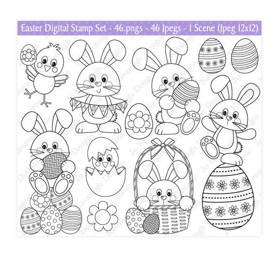 Easter Digital Stampseaster Stampseaster Cliparteaster | Etsy