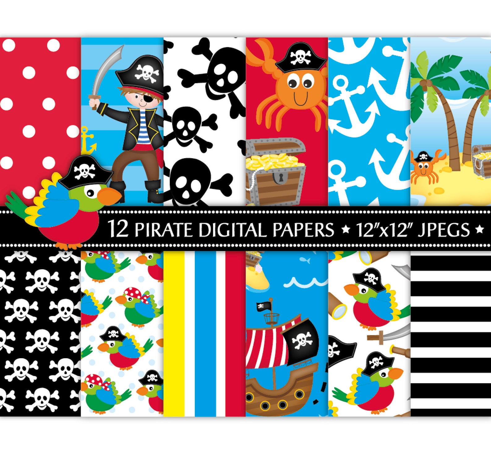 Pirate Digital Paperspirate Ship Paperpirate Paperpirate - Etsy
