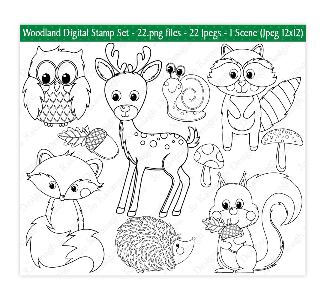 Woodland Animals Digital Stamps,digital Stamps,woodland Stamps,forest ...