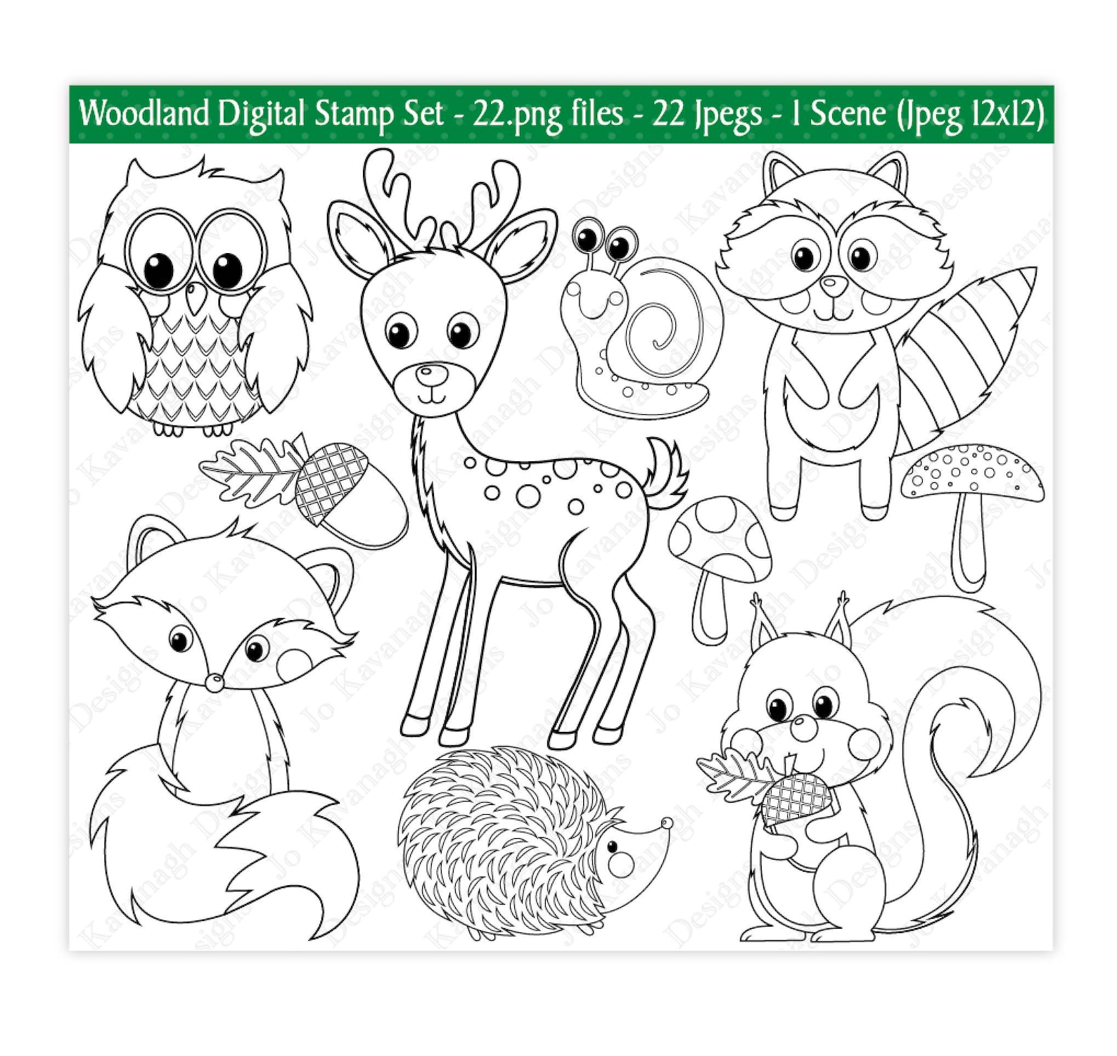 Woodland Animals Digital Stampsdigital Stampswoodland - Etsy